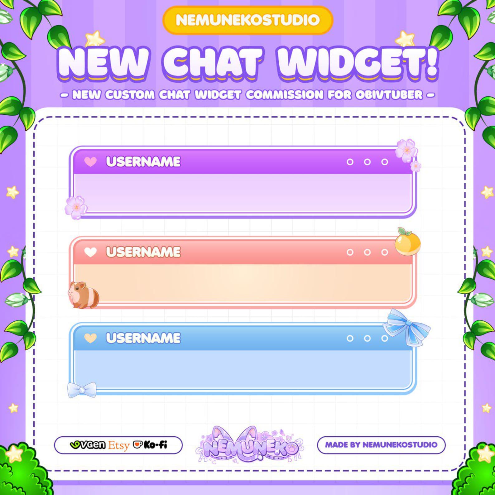 Custom Chibi Cute Chat Widget Bubble for Twitch, Kick or Youtube ...