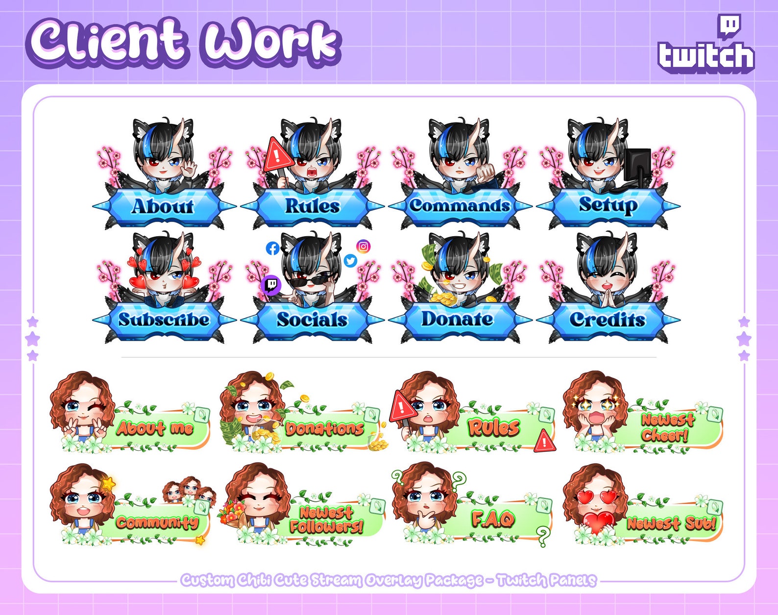 Custom Chibi Cute Twitch Panels for Your Stream / Personalized - Etsy