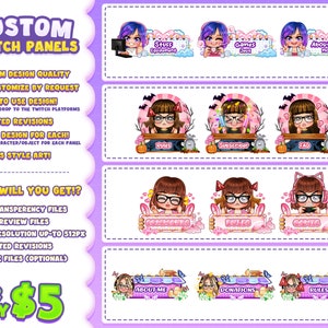 Custom Chibi Cute Twitch Panels for Your Stream / Personalized Twitch ...