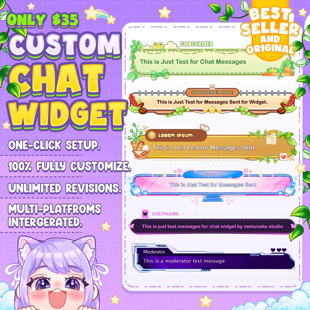 Custom Chibi Cute Chat Widget Bubble for Twitch, Kick or Youtube ...