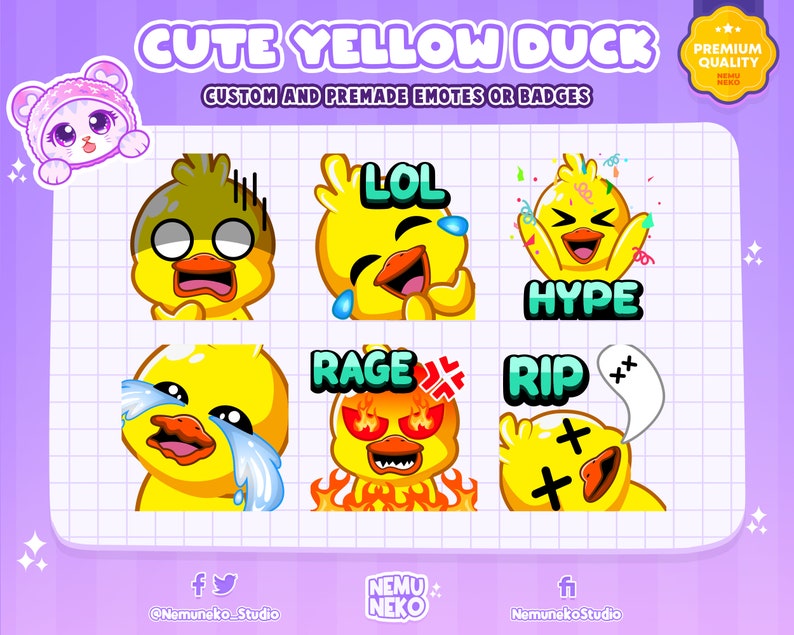 6x Cute Duck Emotes Shock Duck Emotes LOL Duck Emotes - Etsy