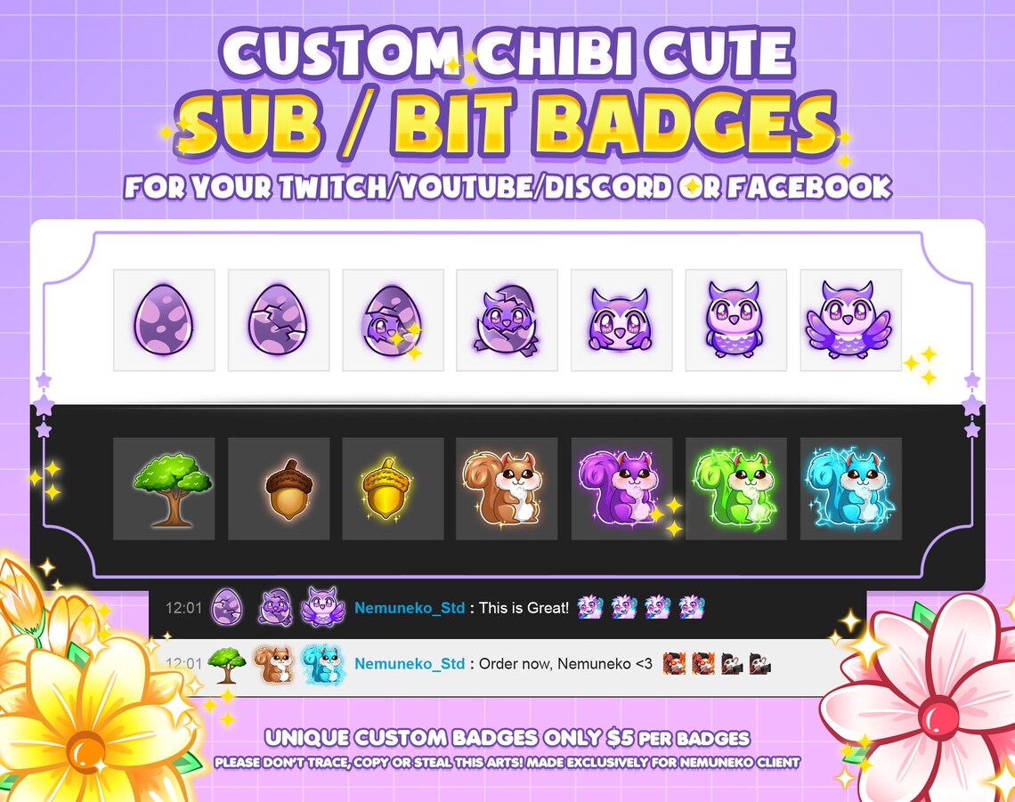Custom Cute Sub Badges or Bit Badges for Twitch / Youtube / - Etsy