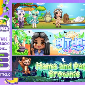 Custom Chibi Cute Banner or Header for Social Media / Twitch Banner ...