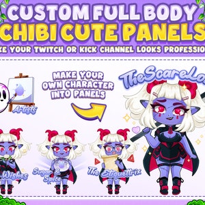 Custom Full Body Chibi Cute Panels or Button Information for Twitch ...
