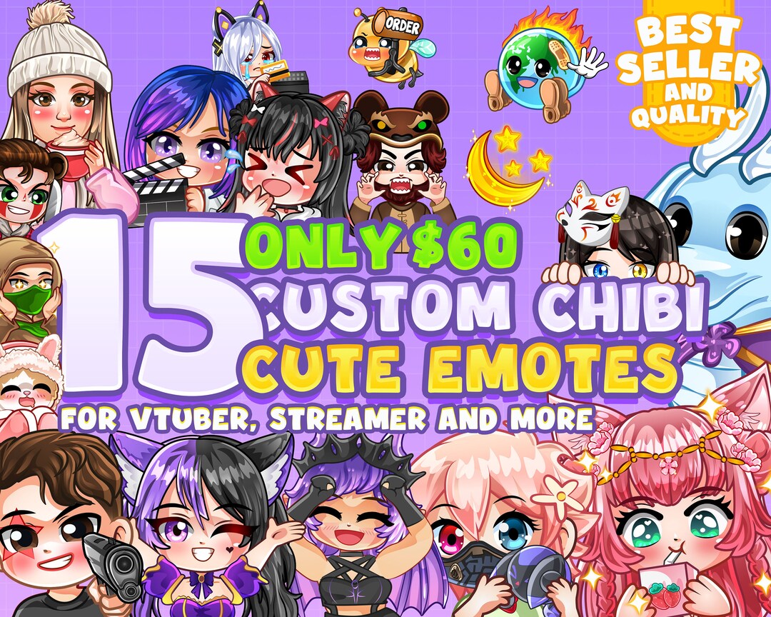 15x Custom Emotes for Twitch, Youtube, Discord or Facebook / Chibi ...
