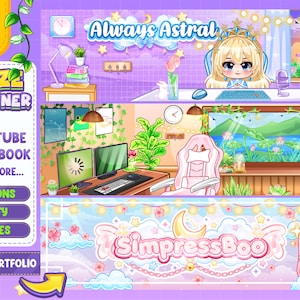 Custom Chibi Cute Banner or Header for Social Media / Twitch Banner ...