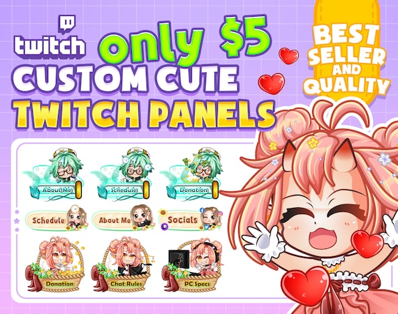 Custom Chibi Cute Twitch Panels for Your Stream / Personalized - Etsy