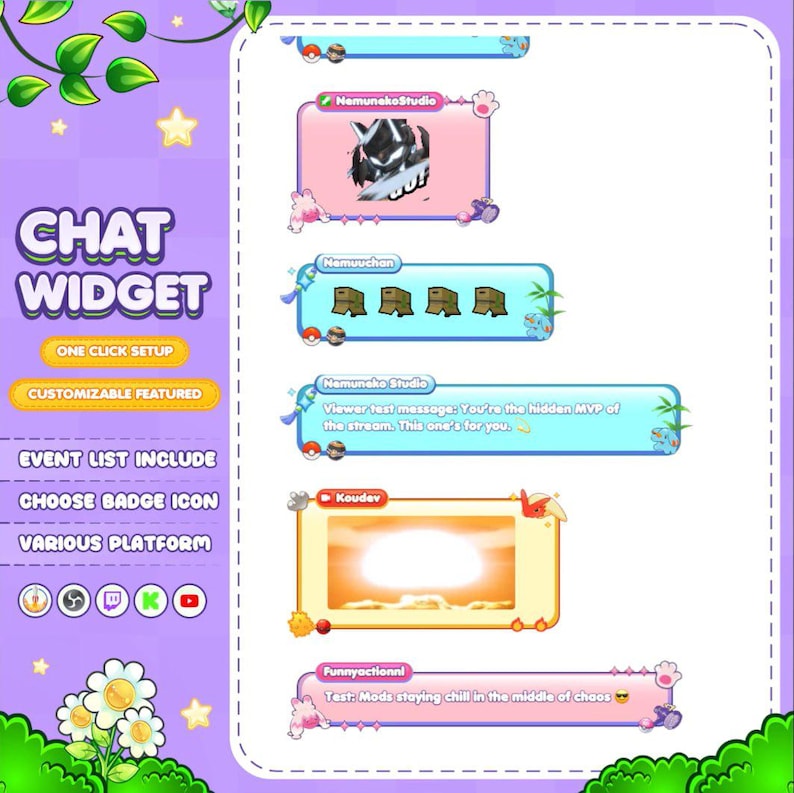 Custom Chibi Cute Chat Widget Bubble for Twitch, Kick or Youtube ...
