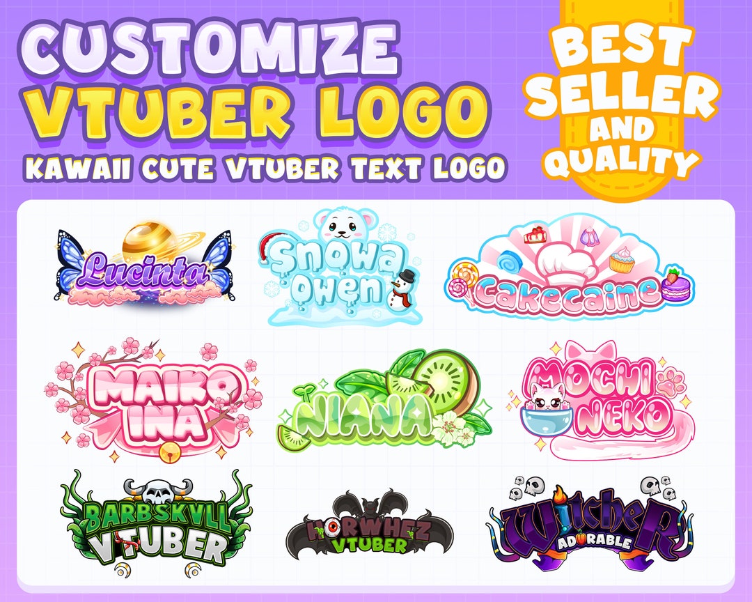Custom Cute Vtuber Logo Text Cute Logo Chibi Logo Kawaii - Etsy New Zealand