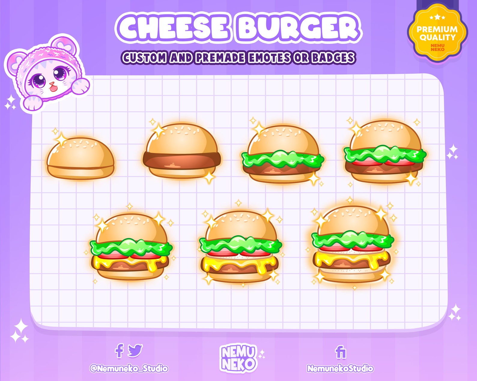 7x Cheese Burgers Sub Badges or Bit Badges for Twitch, Discord ...
