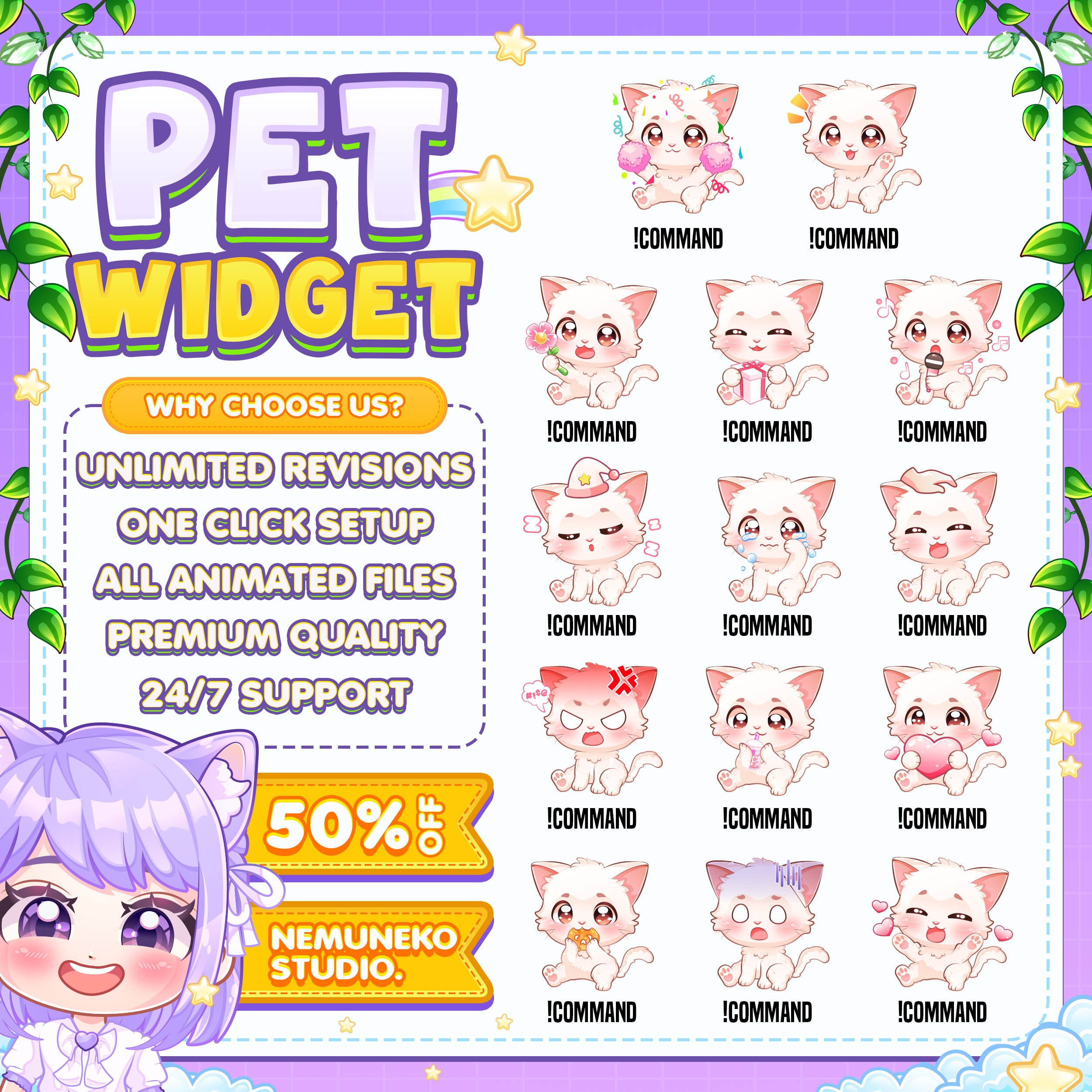 Custom Chibi Cute Stream Pet Widget / Animated Stream Widget / Pet ...