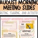 Morning Meeting Slides. Upper Elementary Morning Meeting. August MM ...