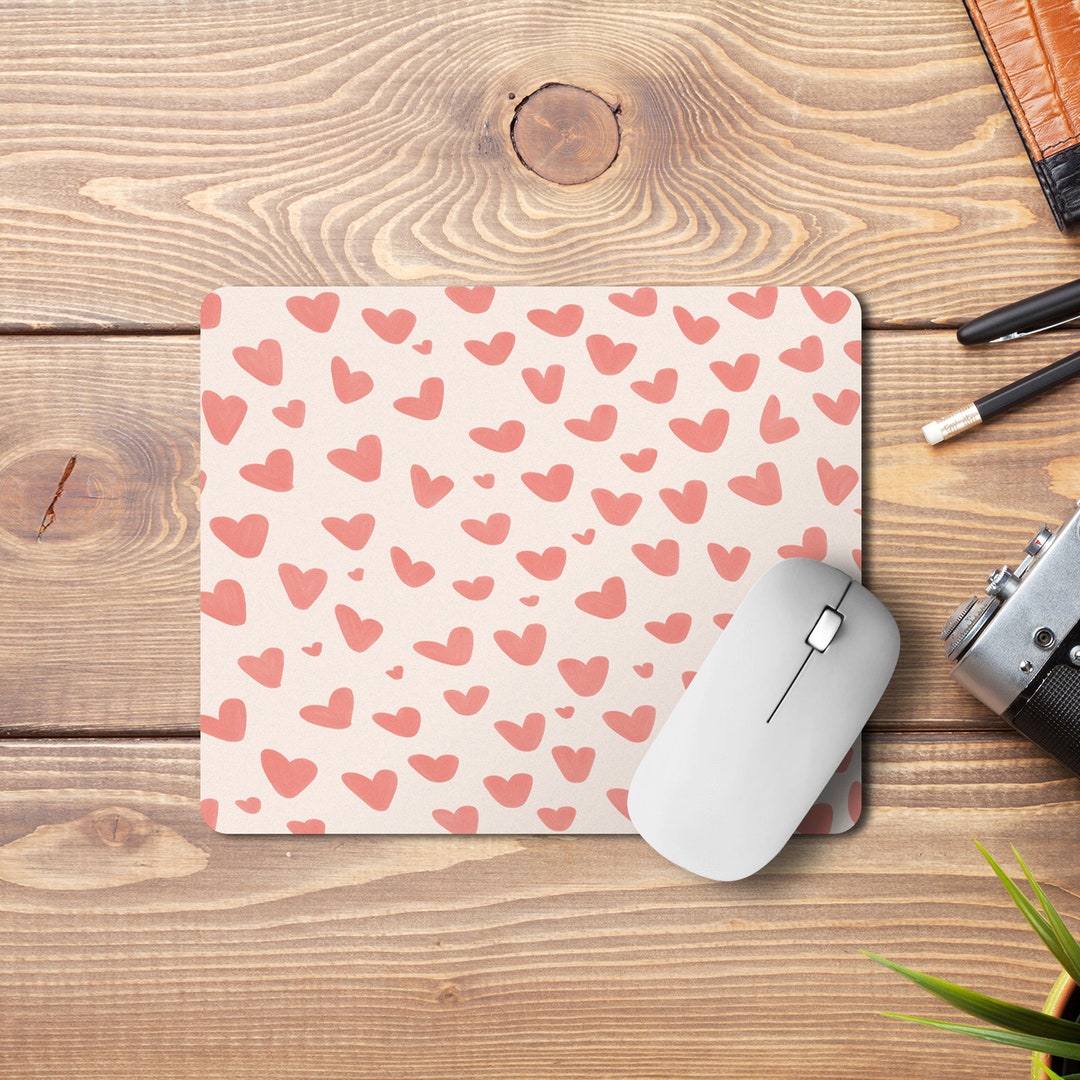 Cute Hearts Mouse Pad - Boho Hearts Mouse Pad - Aesthetic Mousepad ...