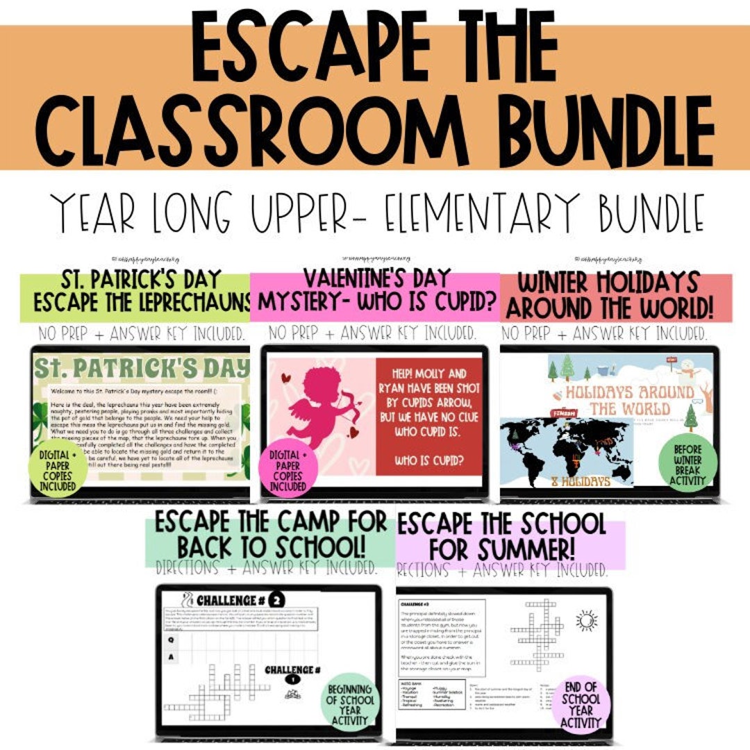 Escape the Classroom Year Long Bundle. Reading Skills Escape the Room ...