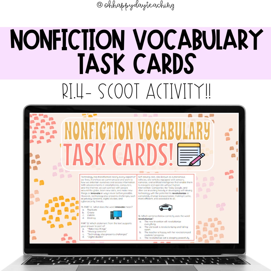 Nonfiction Vocabulary Task Cards. RI 4.4. RI 4 - Etsy