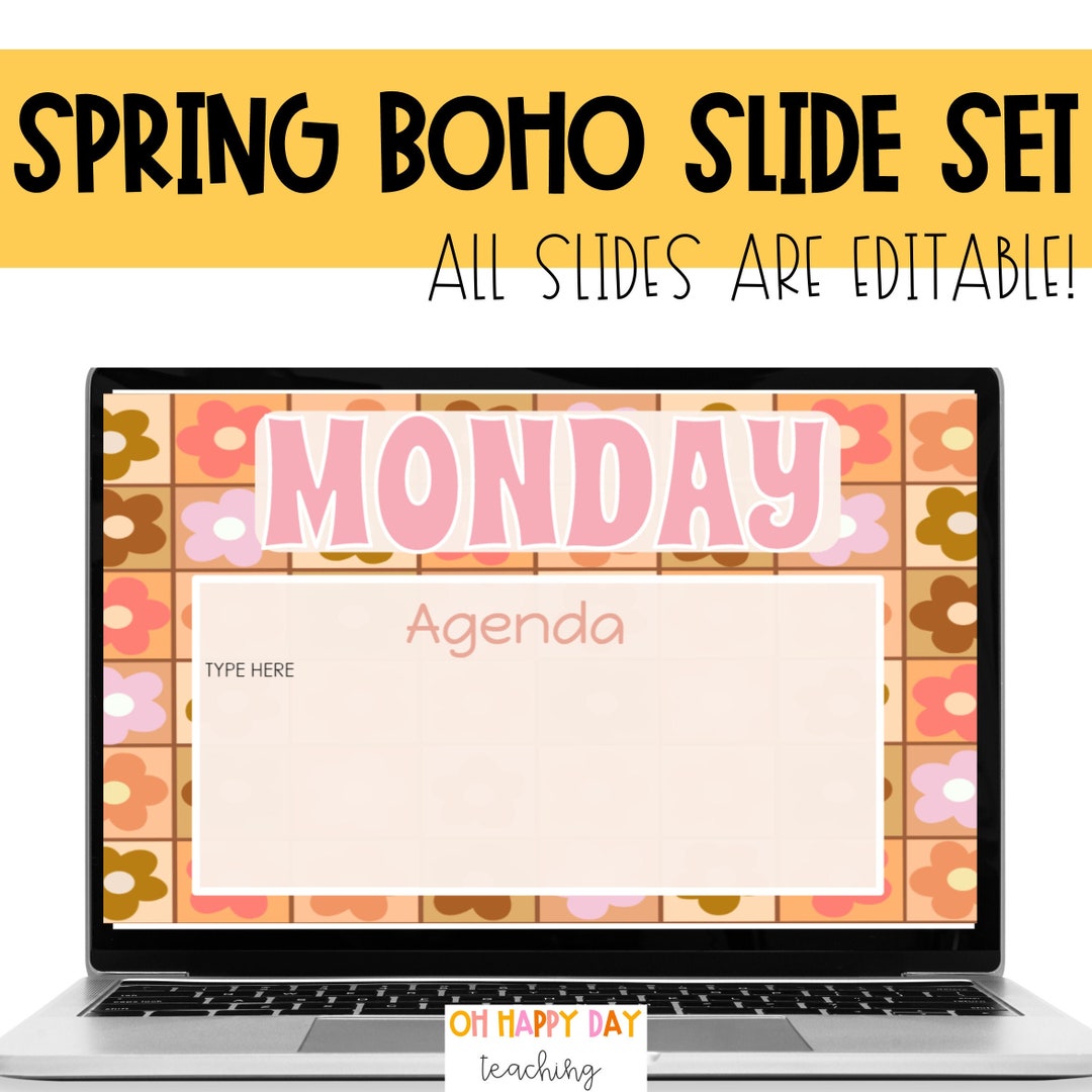 Spring Boho Slide Templates| Spring Editable Google Slides| Spring ...