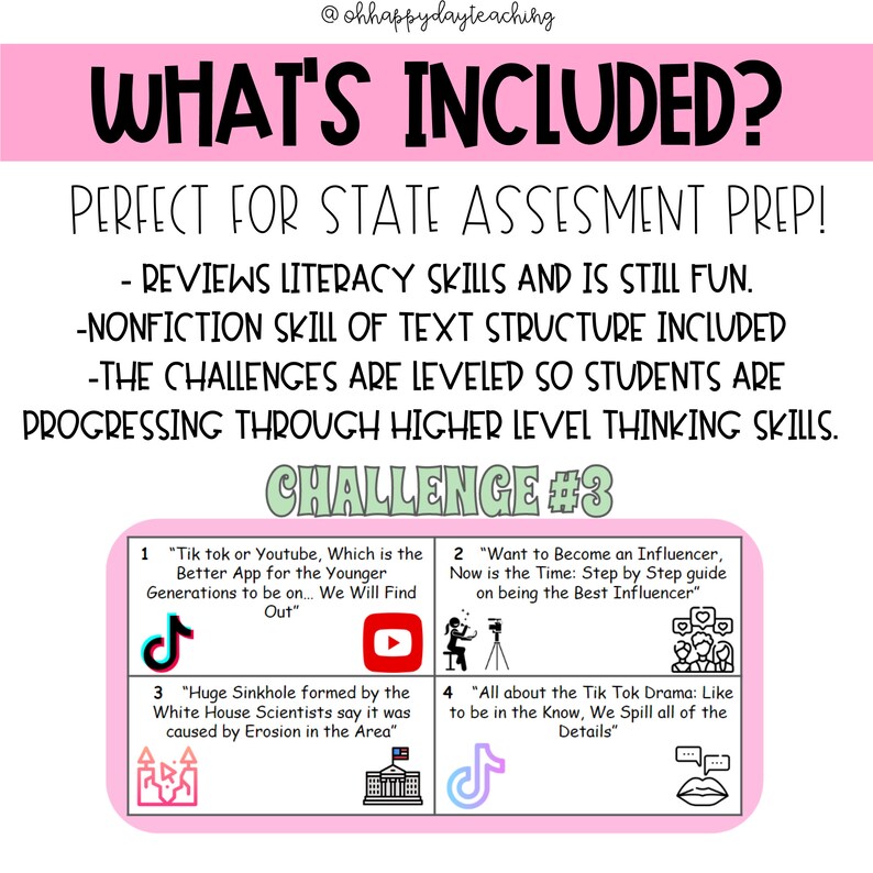 Nonfiction Text Structure Review. Test Prep Review Reading Review Game ...