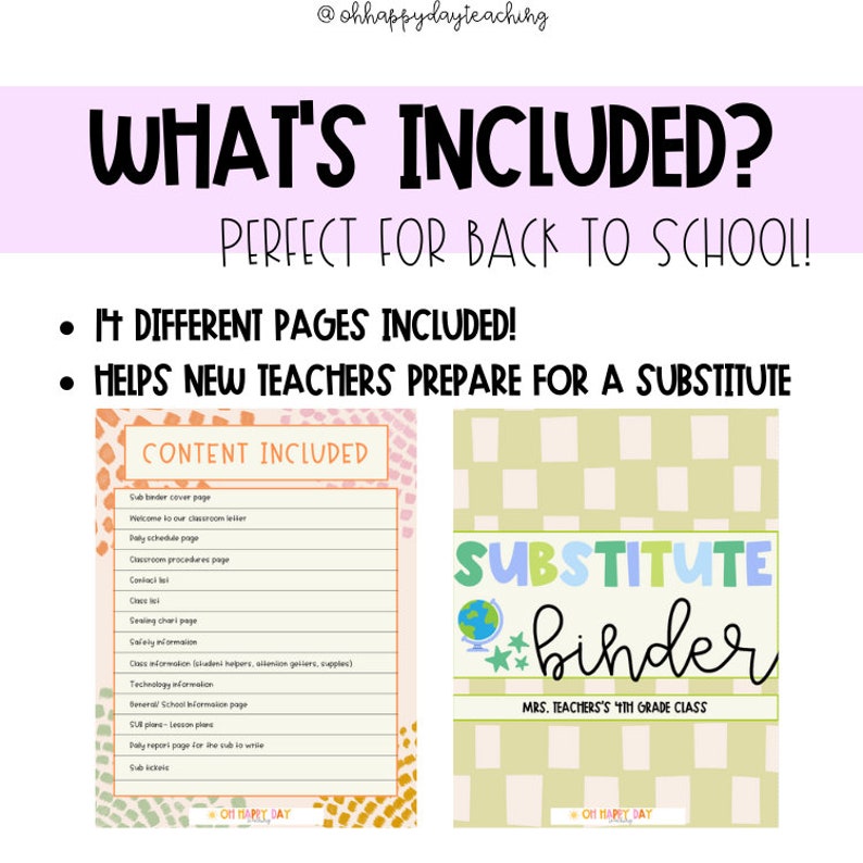 Substitute Binder | Sub Prep | Sub Binder | Sub Made Easy - Etsy