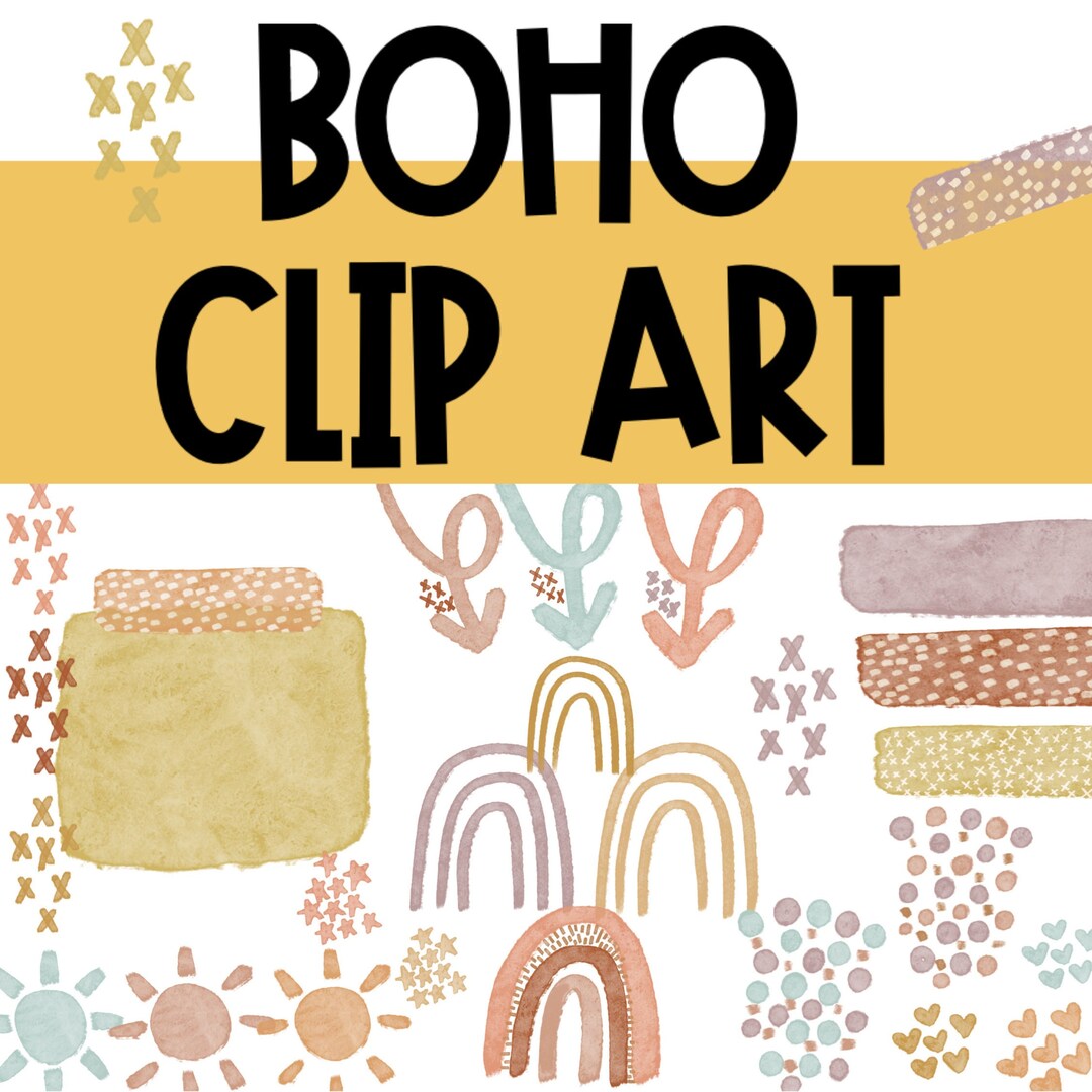 Boho Clip Art- Clip Art for TPT Products - Watercolor Clip Art - Modern ...