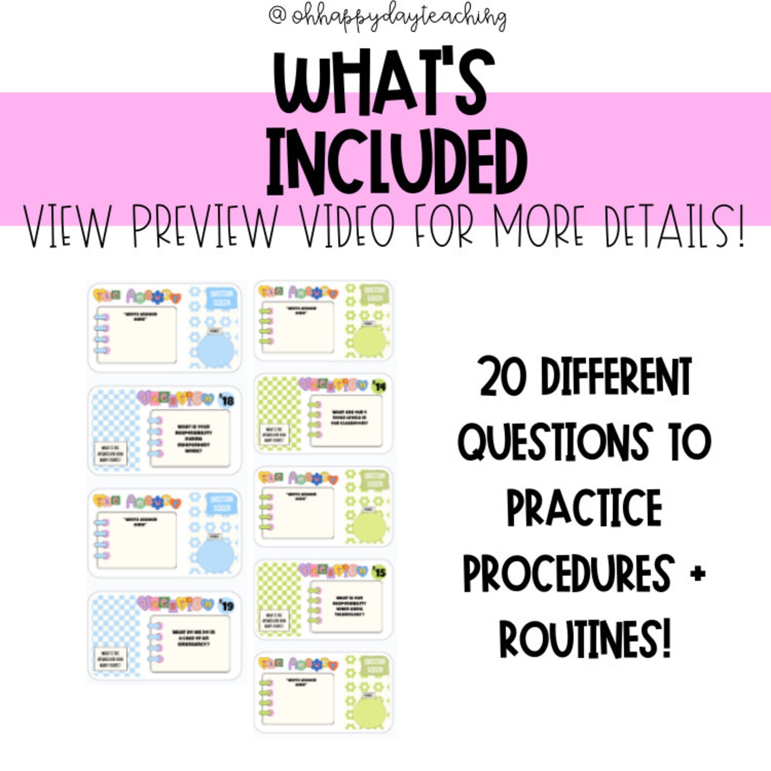 Routines and Procedures Game | Take a Chance Game - Etsy