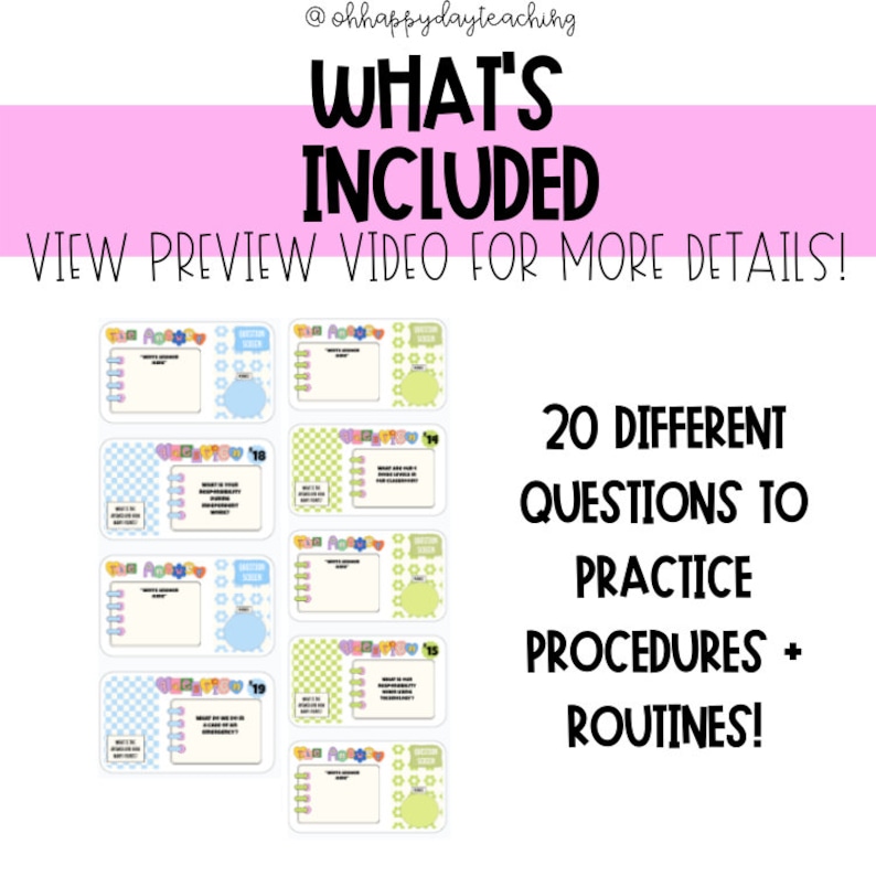 Routines and Procedures Game | Take a Chance Game - Etsy