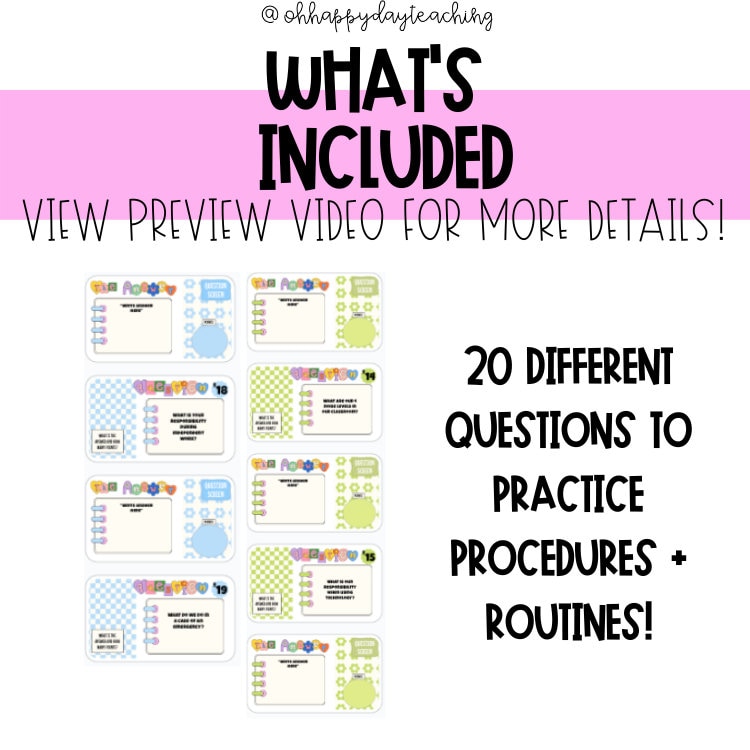 Routines and Procedures Game | Take a Chance Game - Etsy