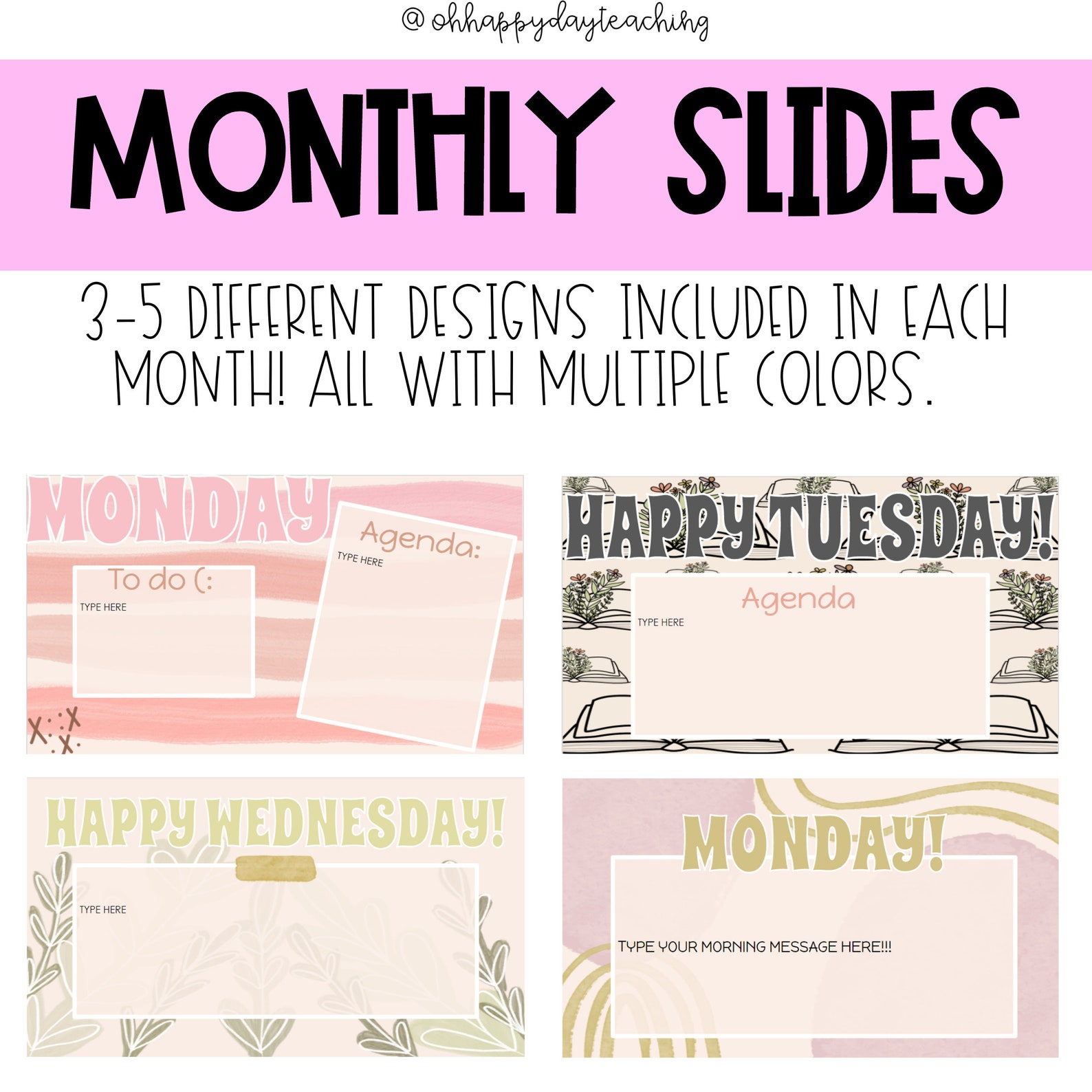 Year Long Editable Slide Template Bundle - Etsy