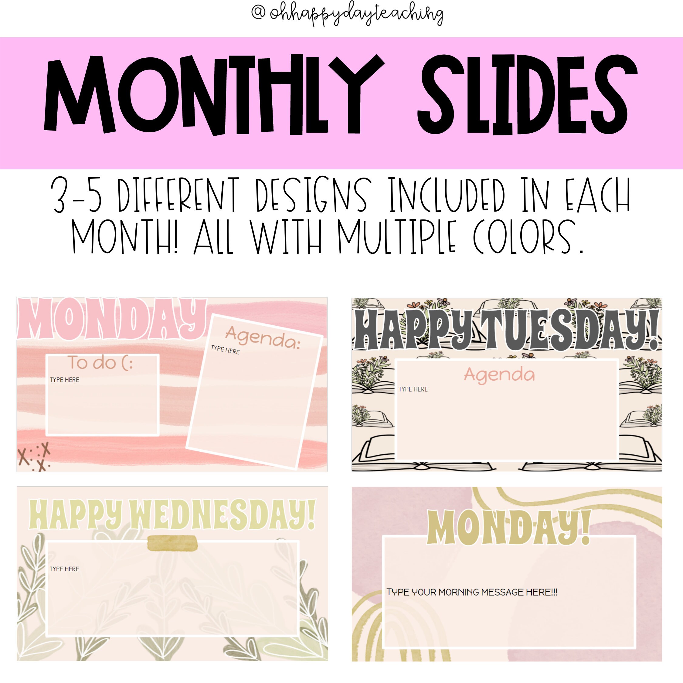 Year Long Editable Slide Template Bundle! - Etsy