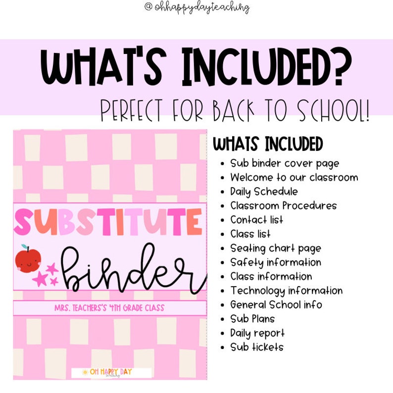 Substitute Binder | Sub Prep | Sub Binder | Sub Made Easy - Etsy