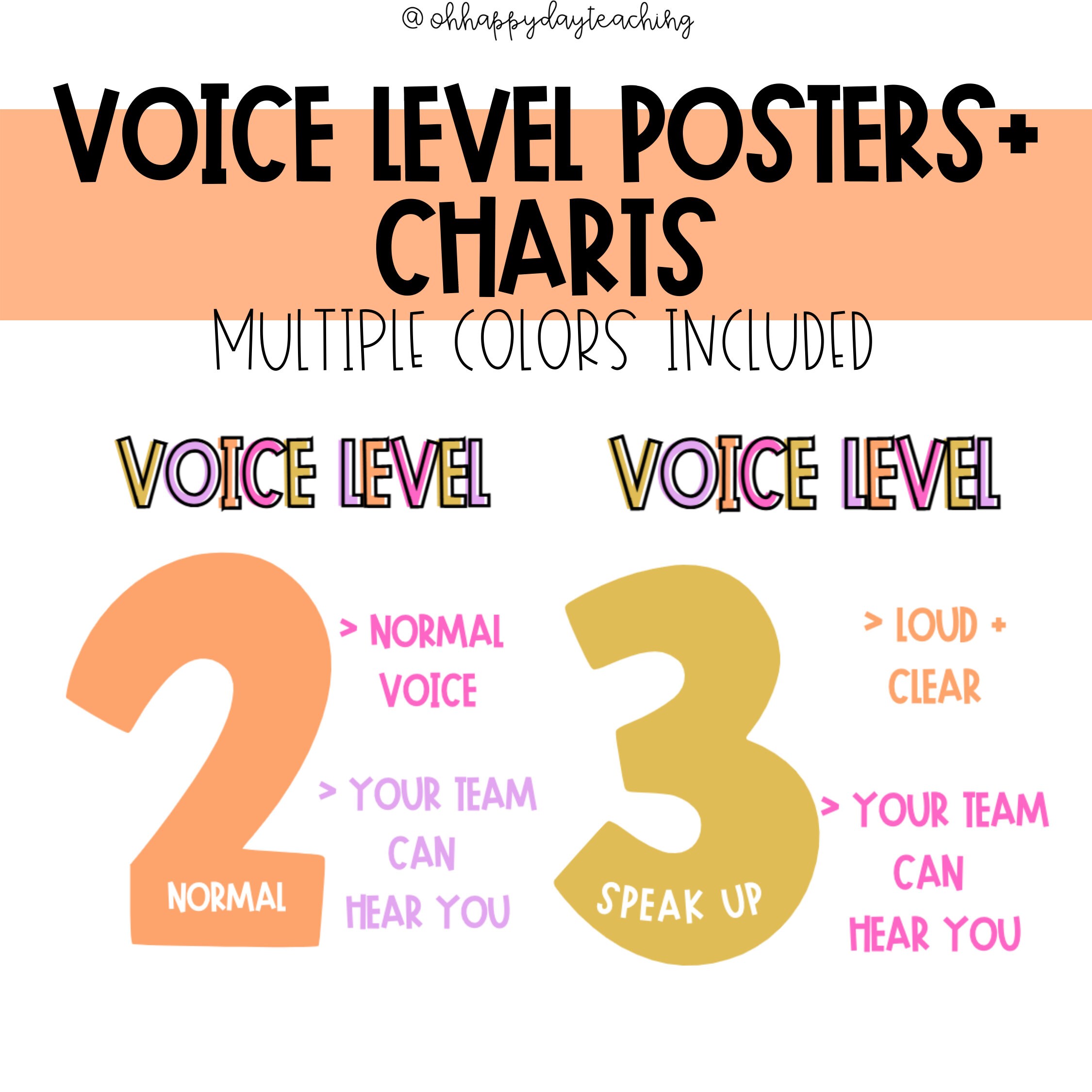 Voice Level Posters- Colorful Theme- Back to School Resource. - Etsy