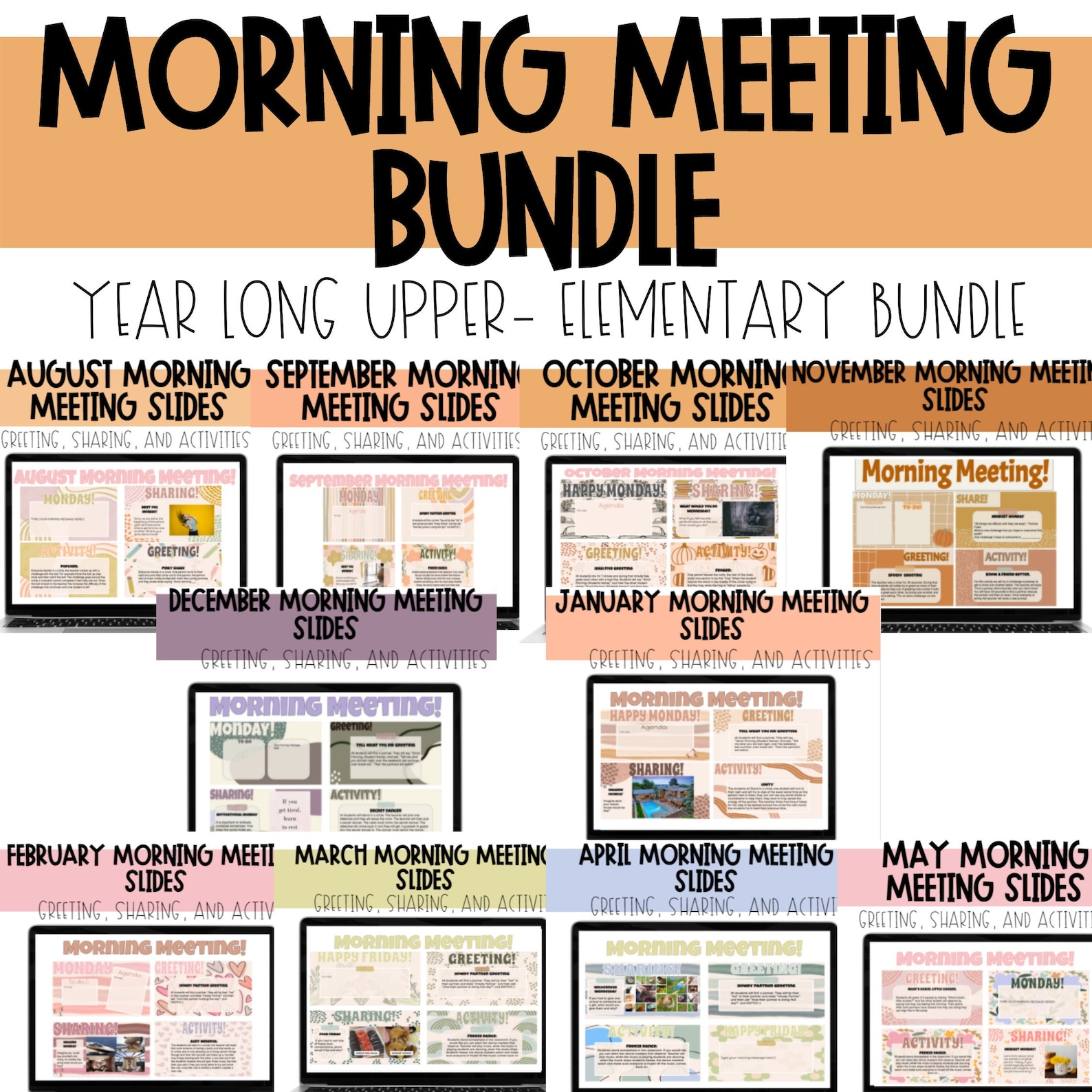 Morning Meeting Bundle- Upper Elementary| YEAR-LONG BUNDLE | Paperless ...