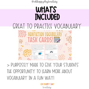 Nonfiction Vocabulary Task Cards. RI 4.4. RI 4 - Etsy