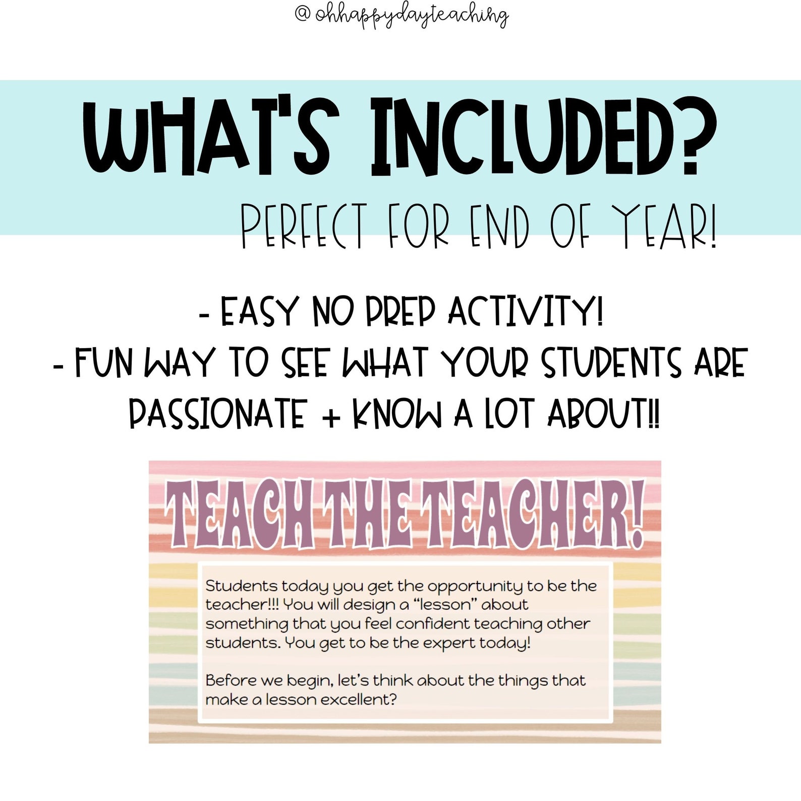 Teach the Teacher Activity! End of the Year Activity! - Etsy