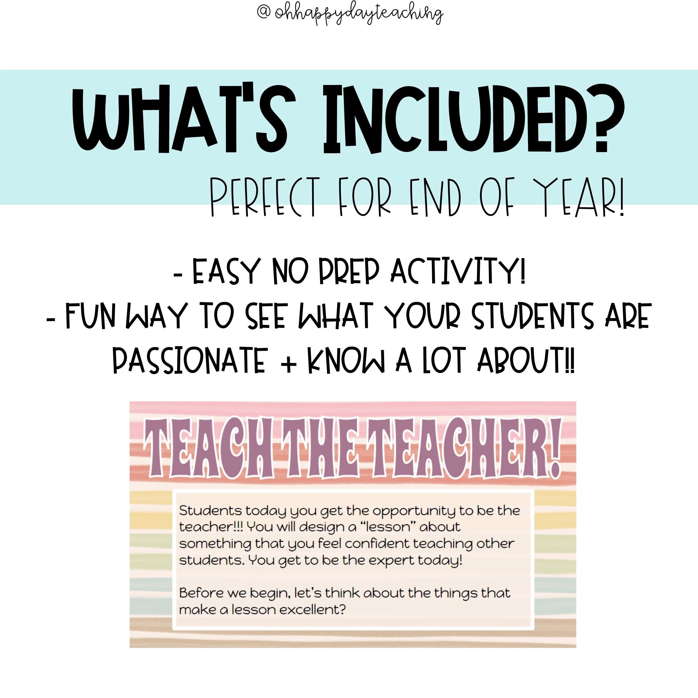 Teach the Teacher Activity! End of the Year Activity! - Etsy