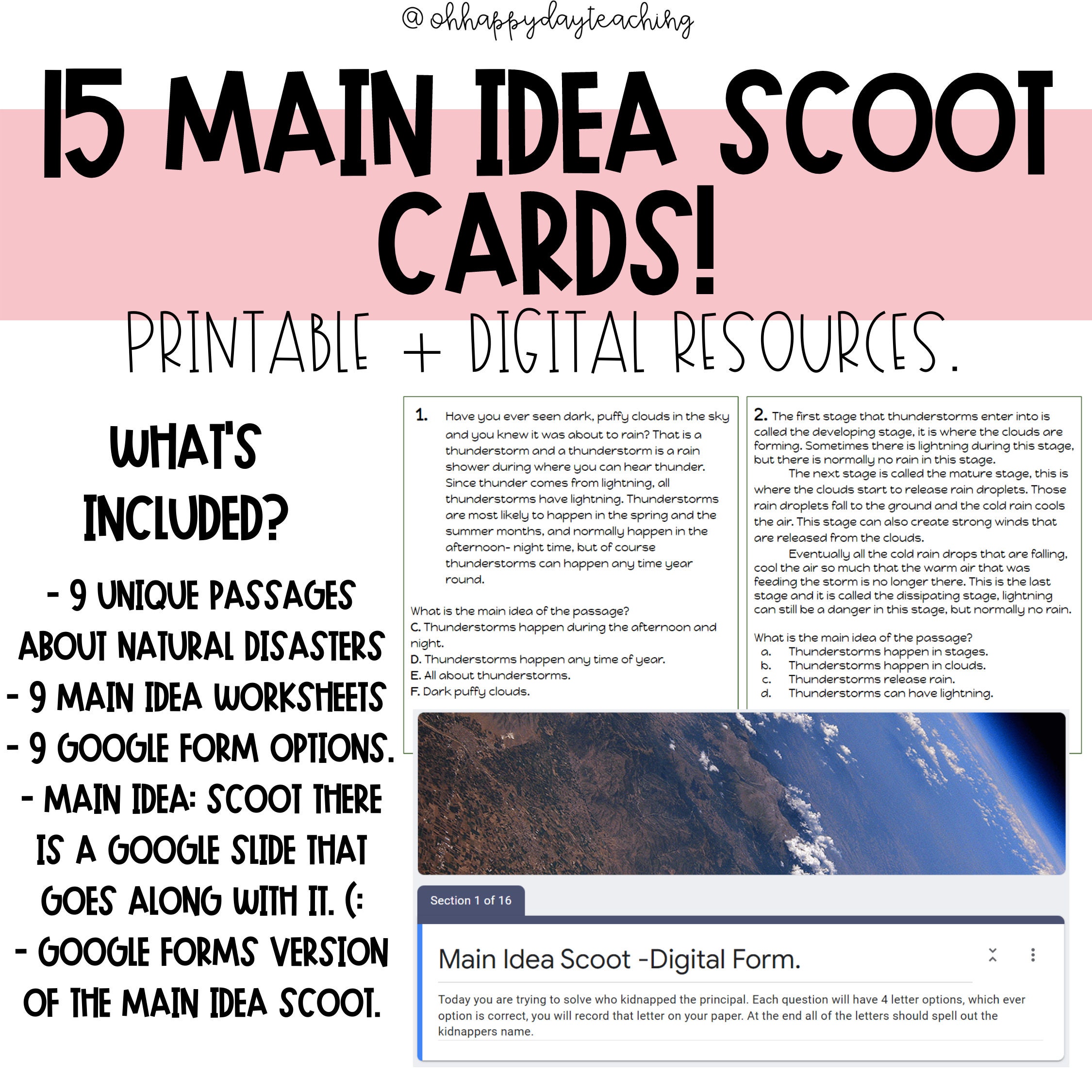 Main Idea Print and Digital Activity. 4th and 5th Grade. - Etsy