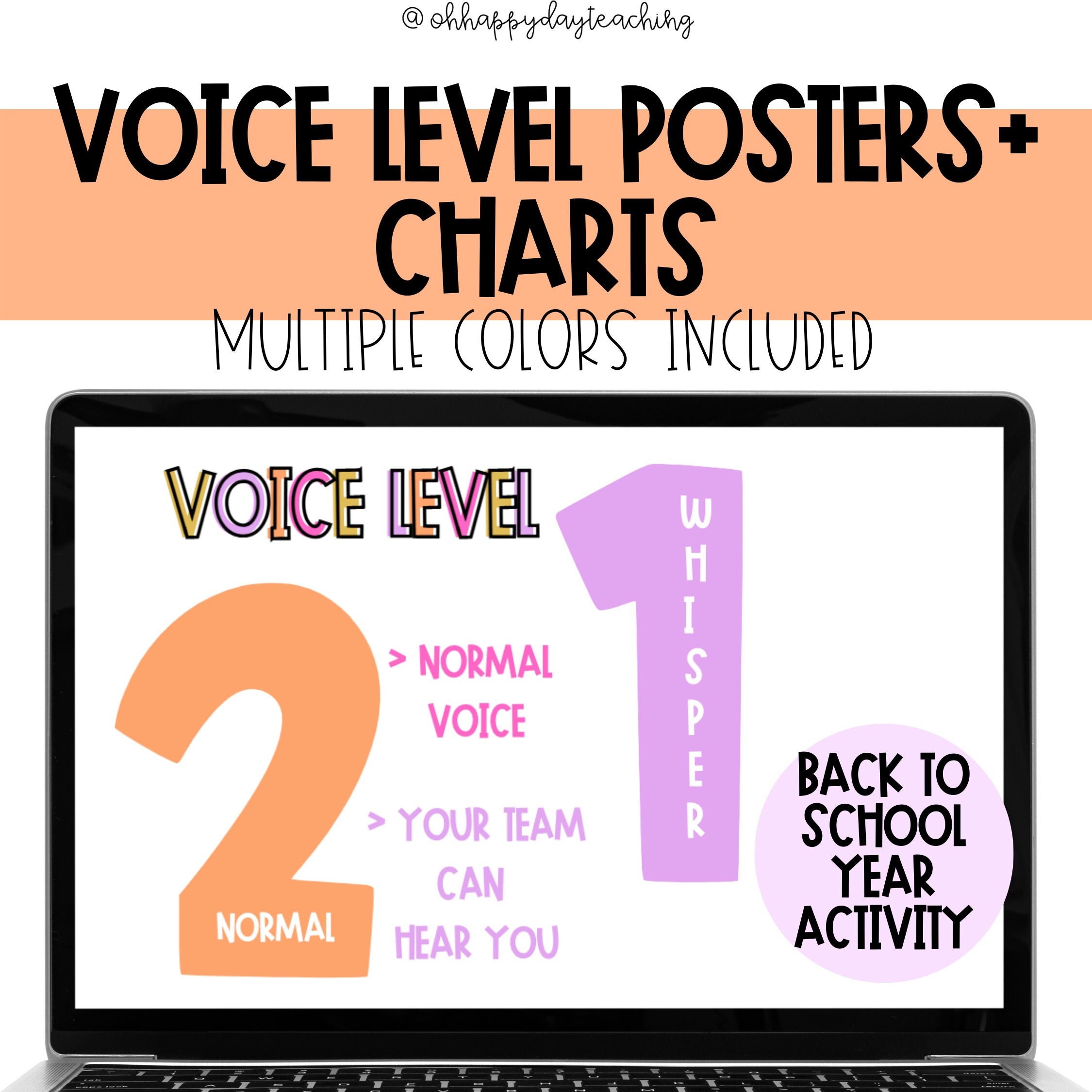 Voice Level Posters Colorful Theme Back to School Resource. - Etsy