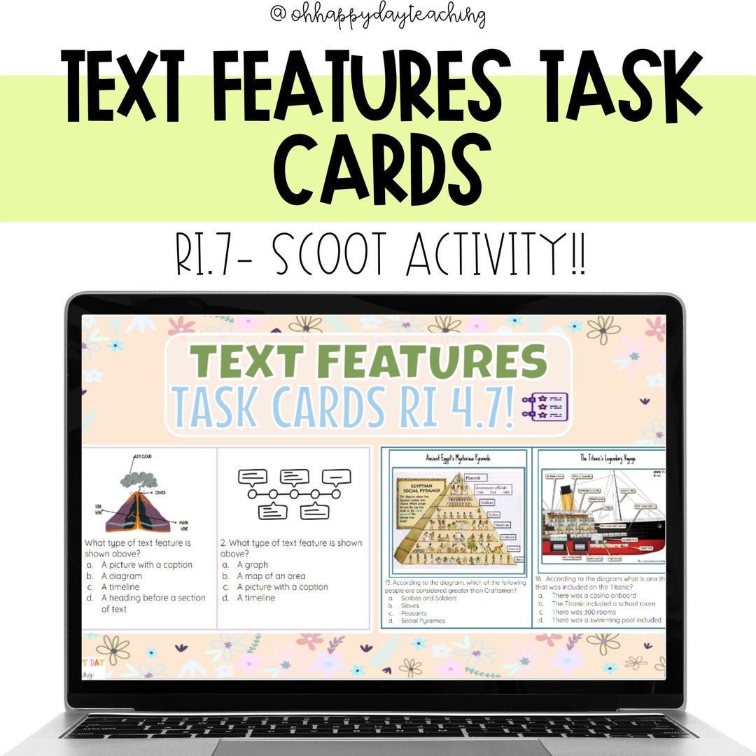 Nonfiction Text Features for Informational Text. Scoot Activity - Etsy