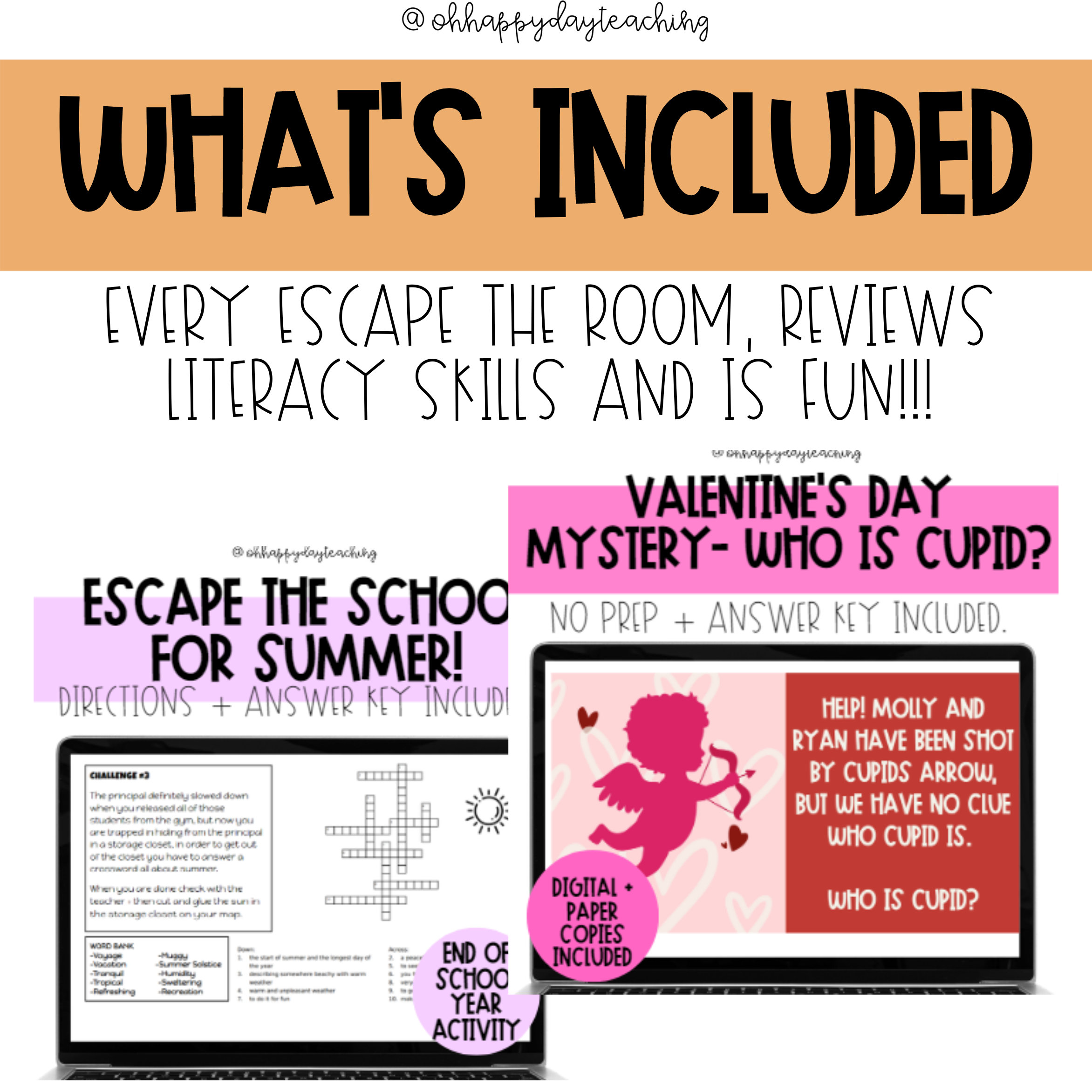 Escape the Classroom Year Long Bundle. Reading Skills Escape the Room ...