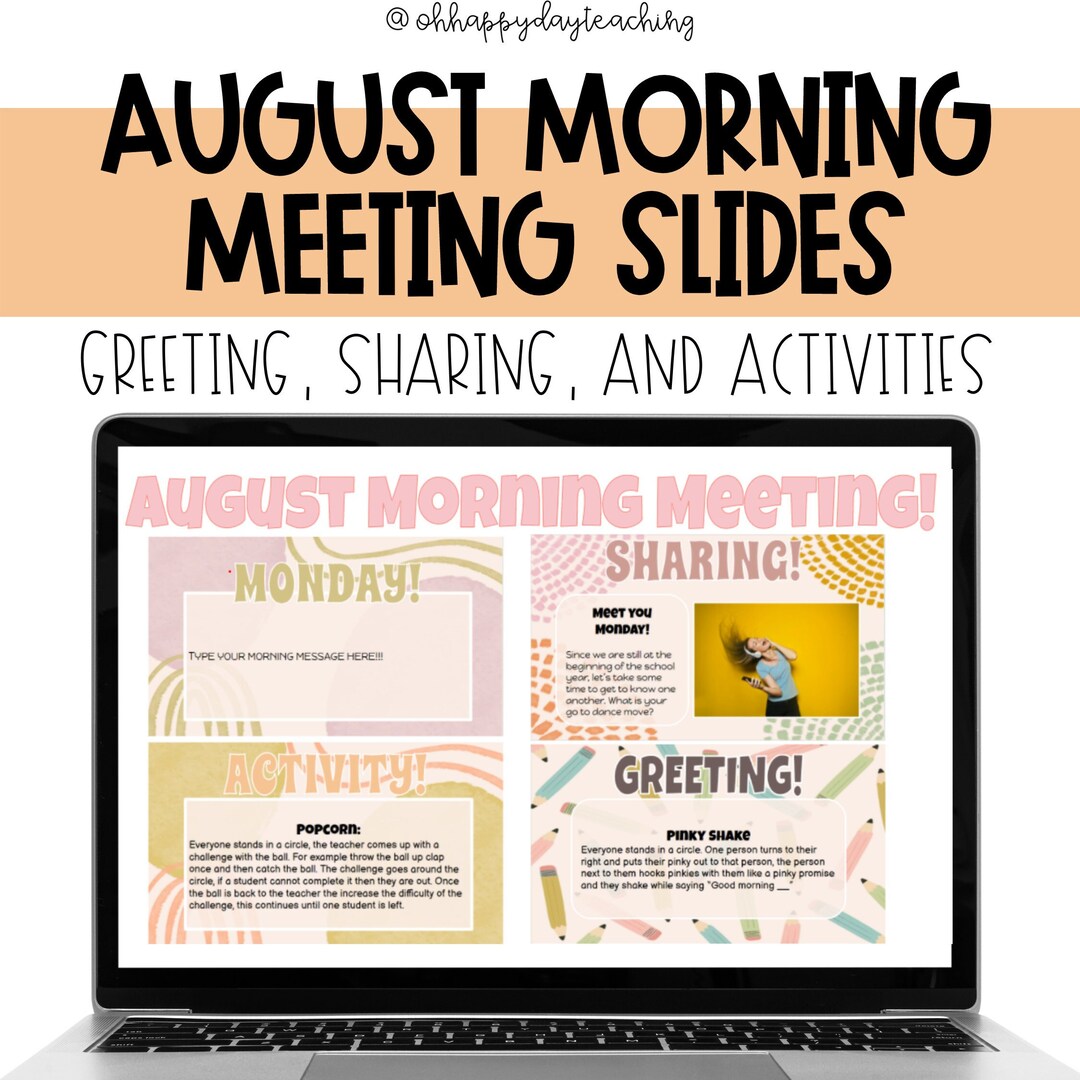 Morning Meeting Slides. Upper Elementary Morning Meeting. August MM ...