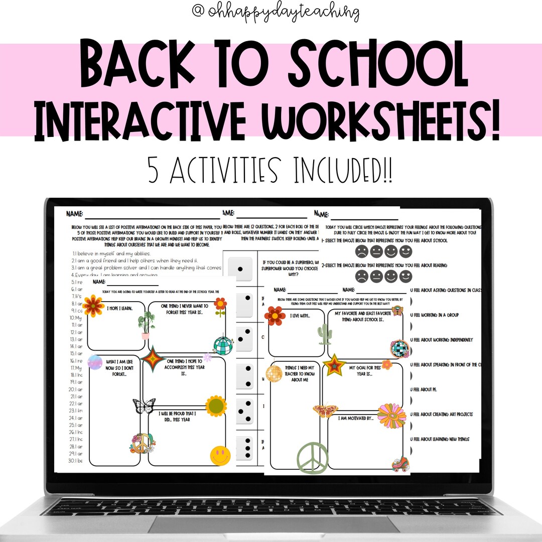 Back to School Interactive Worksheet Bundle. Get to Know You Worksheets ...