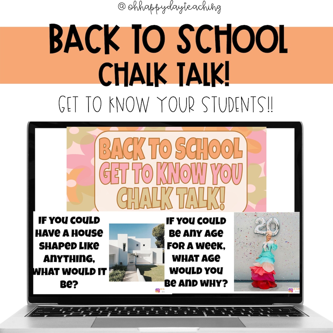 Back to School Chalk Talk. Get to Know You Activity. Back to School ...