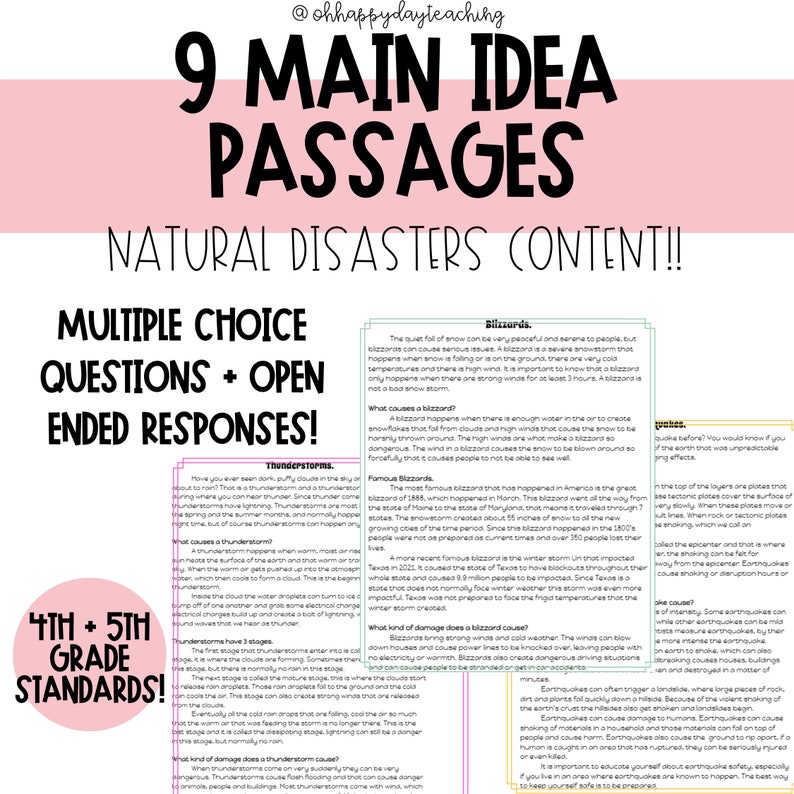 Main Idea Print and Digital Activity. 4th and 5th Grade. - Etsy