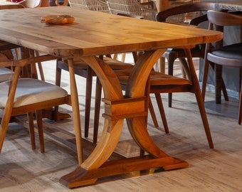 Custom Walnut Table for Dining Room, Walnut Wood Legged Farmhouse Table ...