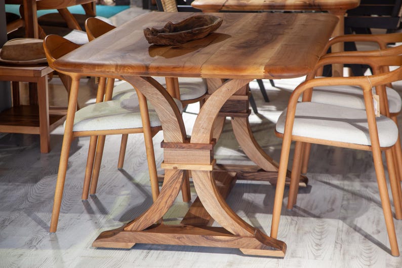 Custom Walnut Table for Dining Room, Walnut Wood Legged Farmhouse Table ...