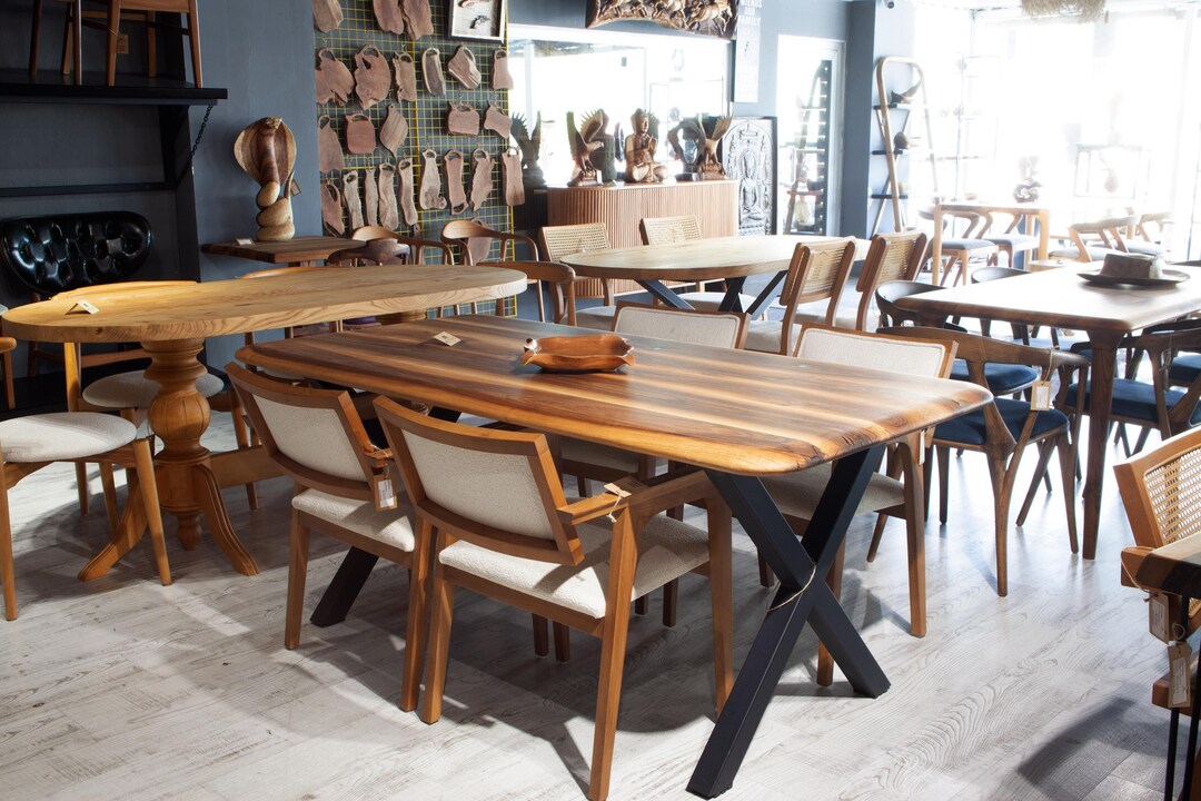 Modern Walnut Table for Dining Room, Walnut Wood Legged Farmhouse Table ...
