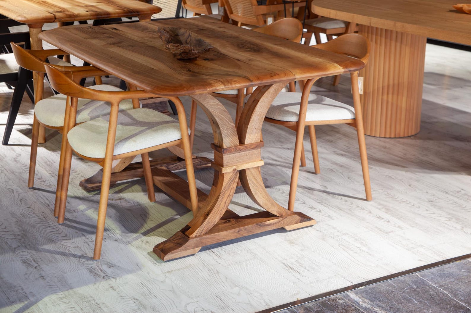 Custom Walnut Table for Dining Room, Walnut Wood Legged Farmhouse Table ...