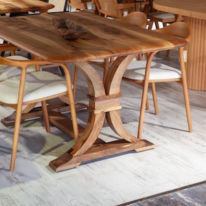 Custom Walnut Table for Dining Room, Walnut Wood Legged Farmhouse Table ...