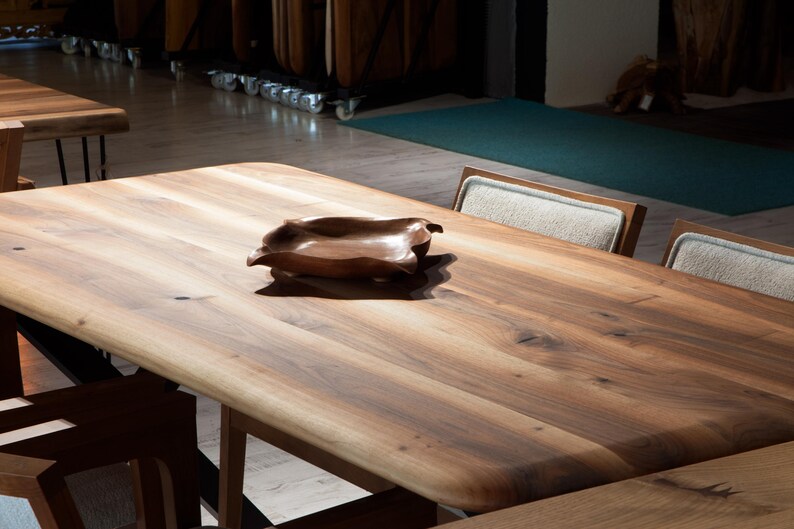 Modern Walnut Table for Dining Room, Walnut Wood Legged Farmhouse Table ...