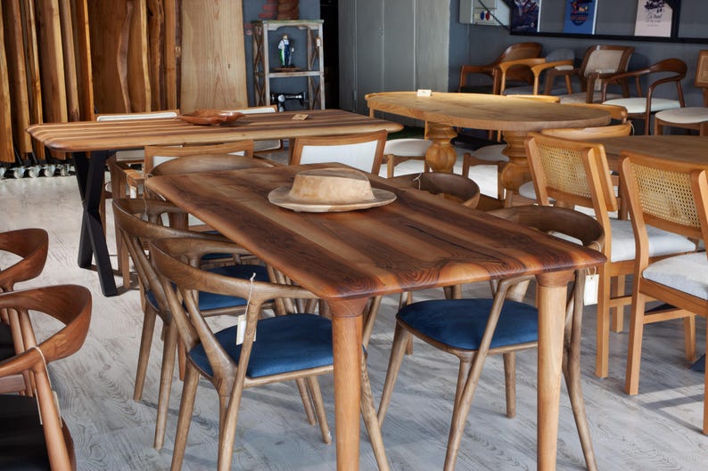 Modern Walnut Table for Dining Room, Walnut Wood Legged Farmhouse Table ...