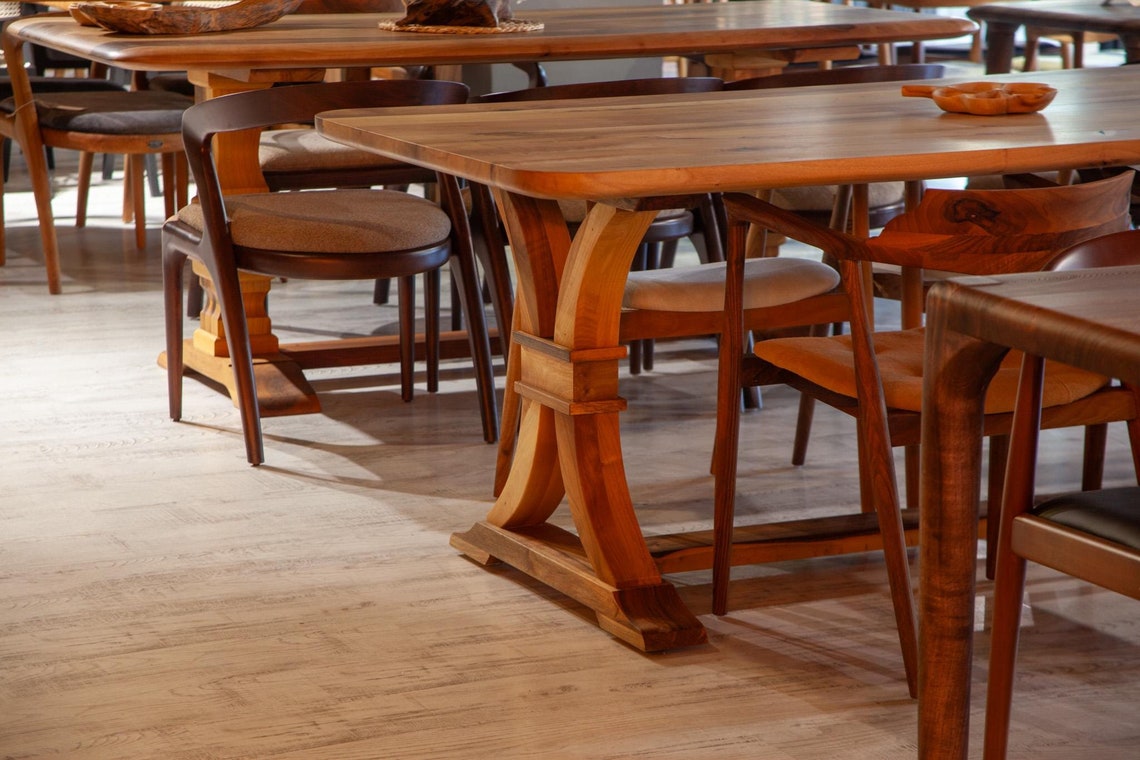 Custom Walnut Table for Dining Room, Walnut Wood Legged Farmhouse Table ...
